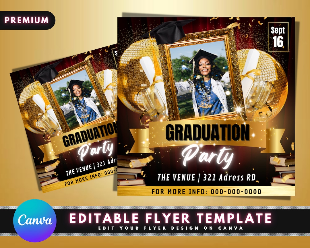 Graduation Party Flyer, DIY Flyer Template Design, Graduation Party ...
