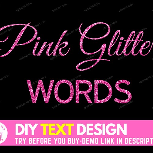 DIY Pink Glitter Words Design Edit Yourself Glam Glitter - Etsy