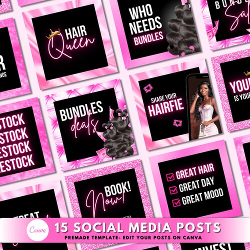 Hair Content Post Templates DIY Flyer Design Social Media - Etsy
