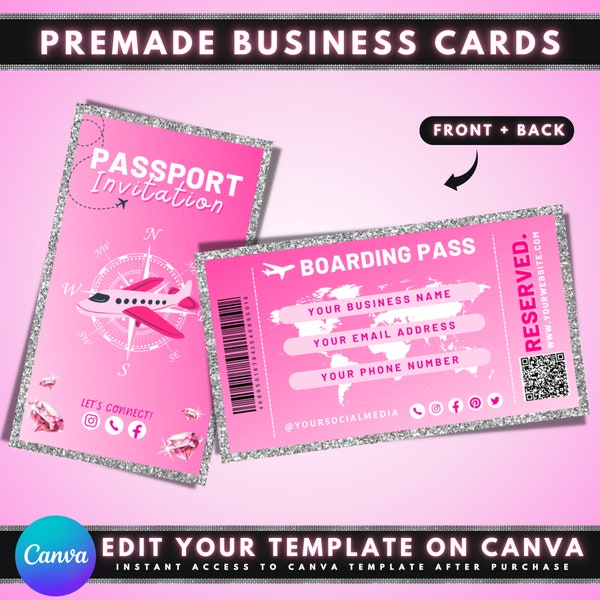 Boarding Pass Business Card Template - Etsy
