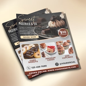 Bakery Business Flyer, DIY Flyer Template Design, Cake Baker Flyer ...