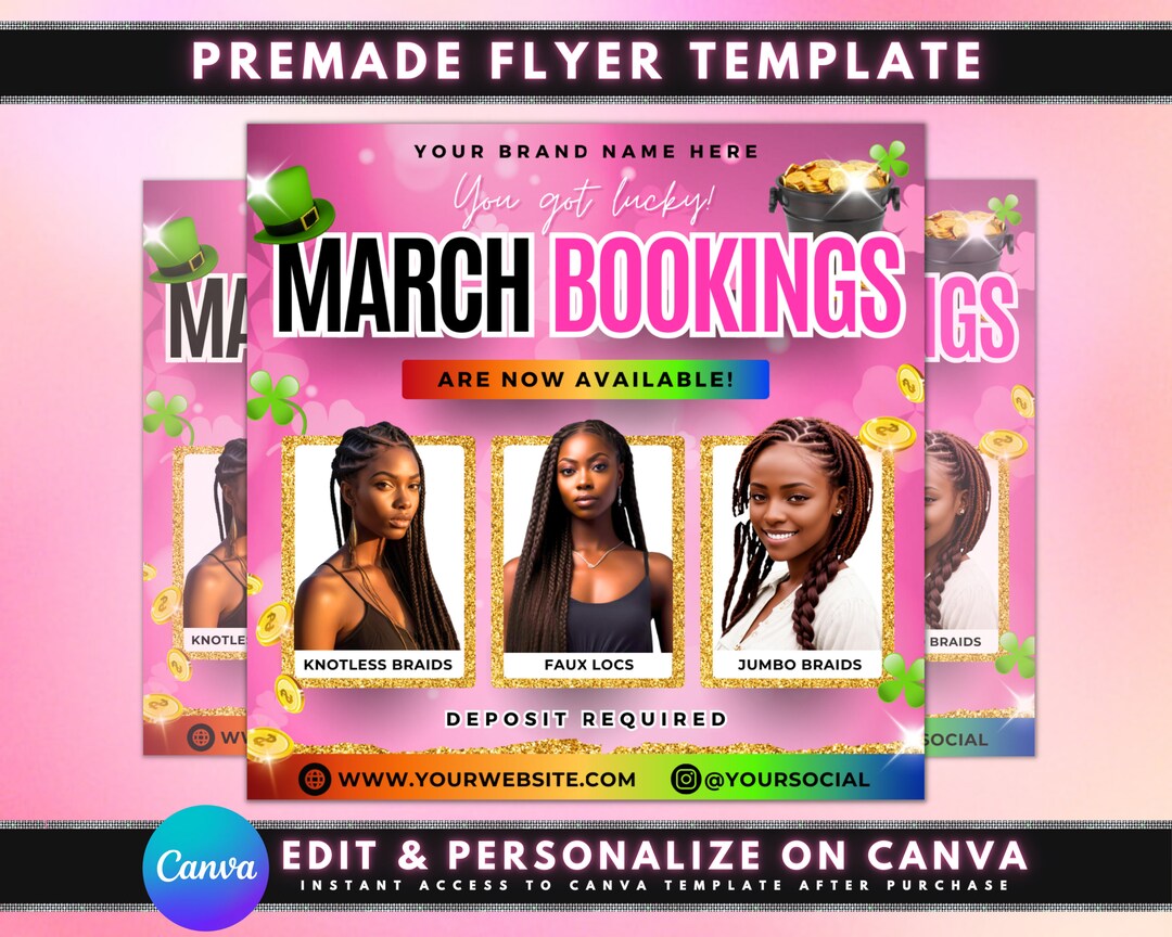March Bookings Flyer, DIY Flyer Template Design, March Specials ...