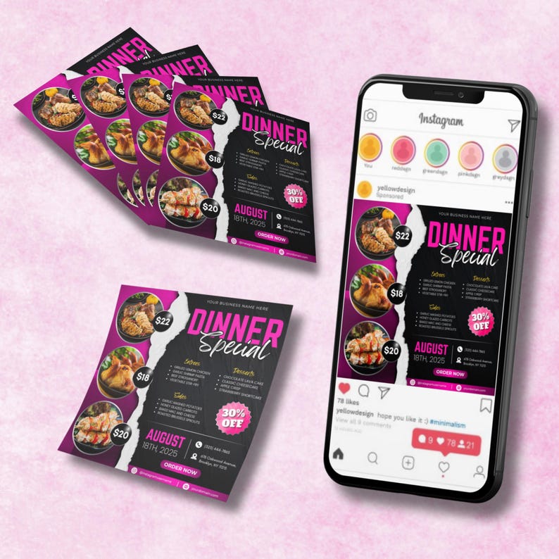 Dinner Specials Flyer, Restaurant Menu Template, Editable Food Flyer ...