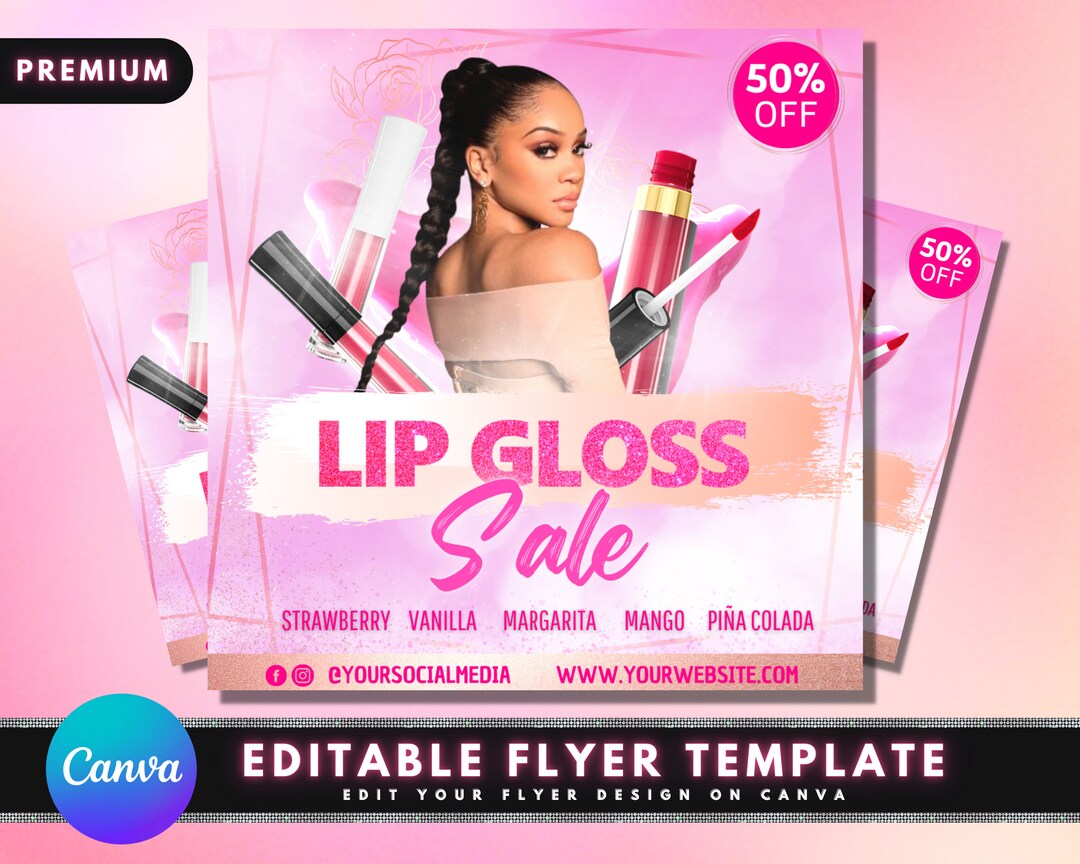 Lip Gloss Flyer, DIY Flyer Template Design, Lipgloss Flyer, Makeup ...