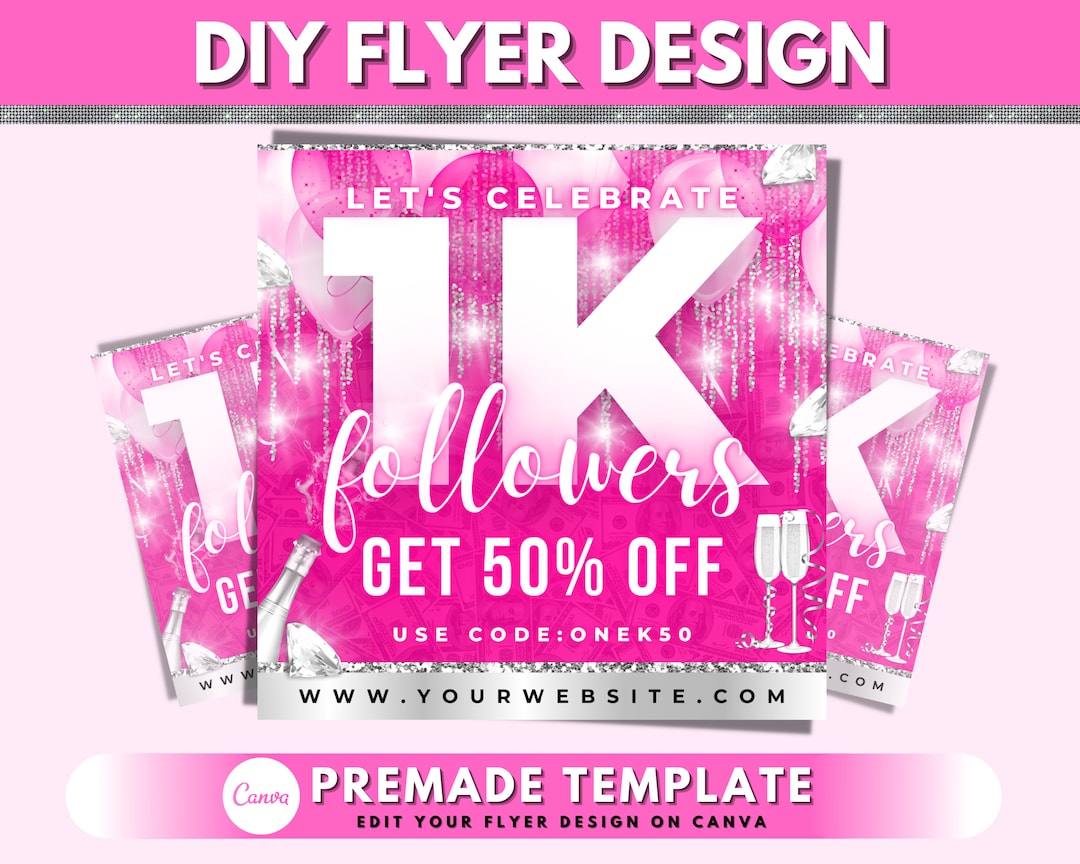 Followers Flyers, DIY Flyer Template Design, Sale Flyer, 1K Followers ...