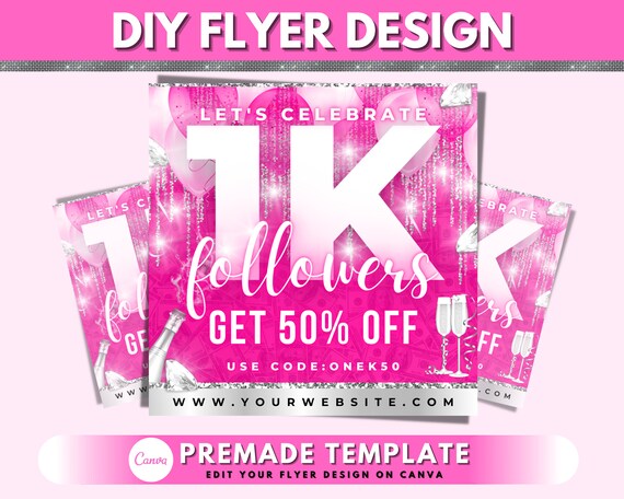 Followers Flyers DIY Flyer Template Design Sale Flyer 1K | Etsy