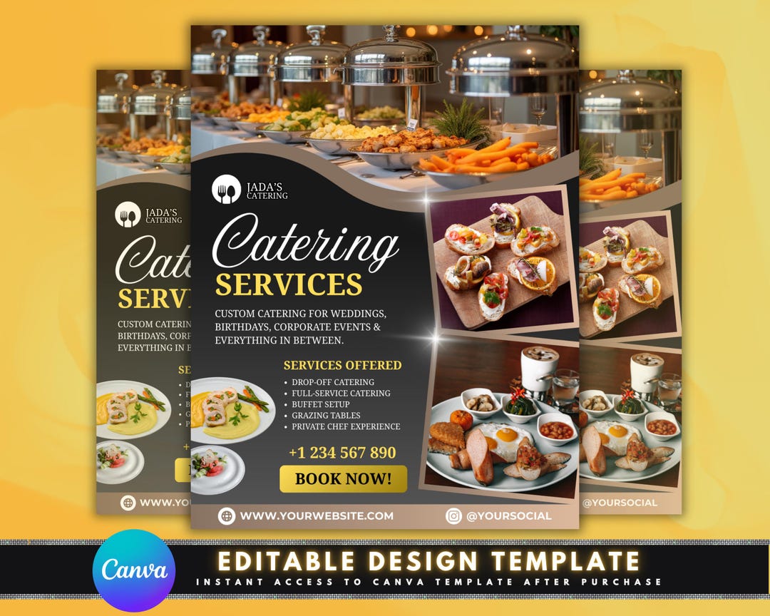 Catering Services Flyer, DIY Flyer Template Design, Food Catering Flyer ...