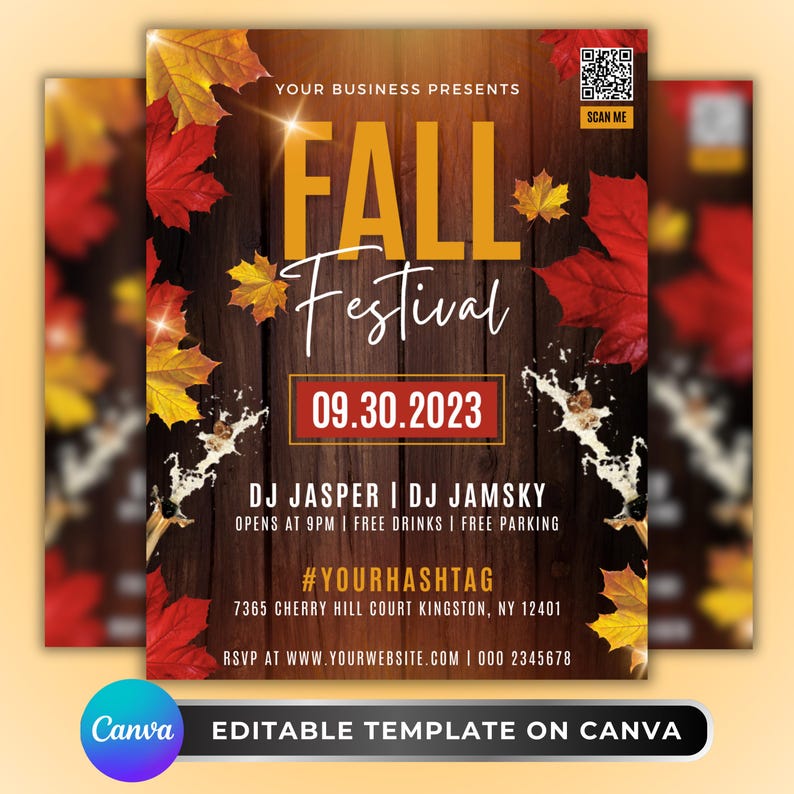 Fall Festival Flyer, DIY Flyer Template Design, Harvest Festival Invite ...