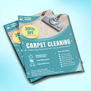 Carpet Cleaning Service Flyer, DIY Flyer Template Design, Cleaning ...