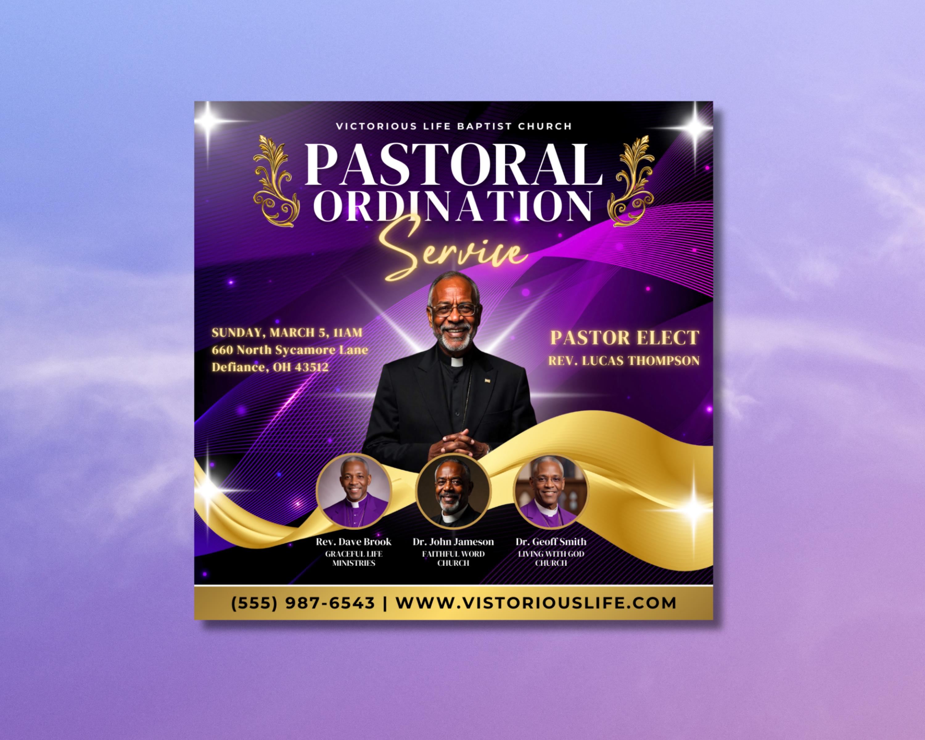 Pastoral Ordination Flyer, DIY Flyer Template Design, Ordination ...
