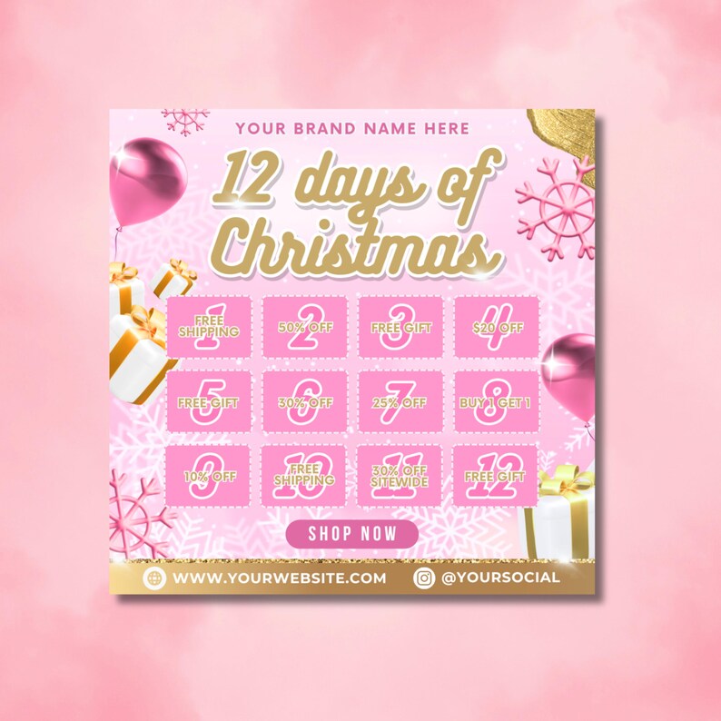 12 Days of Christmas Flyer, DIY Flyer Template Design, December ...