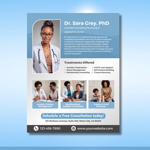 Counseling Flyer, DIY Flyer Template Design, Therapy Flyer ...