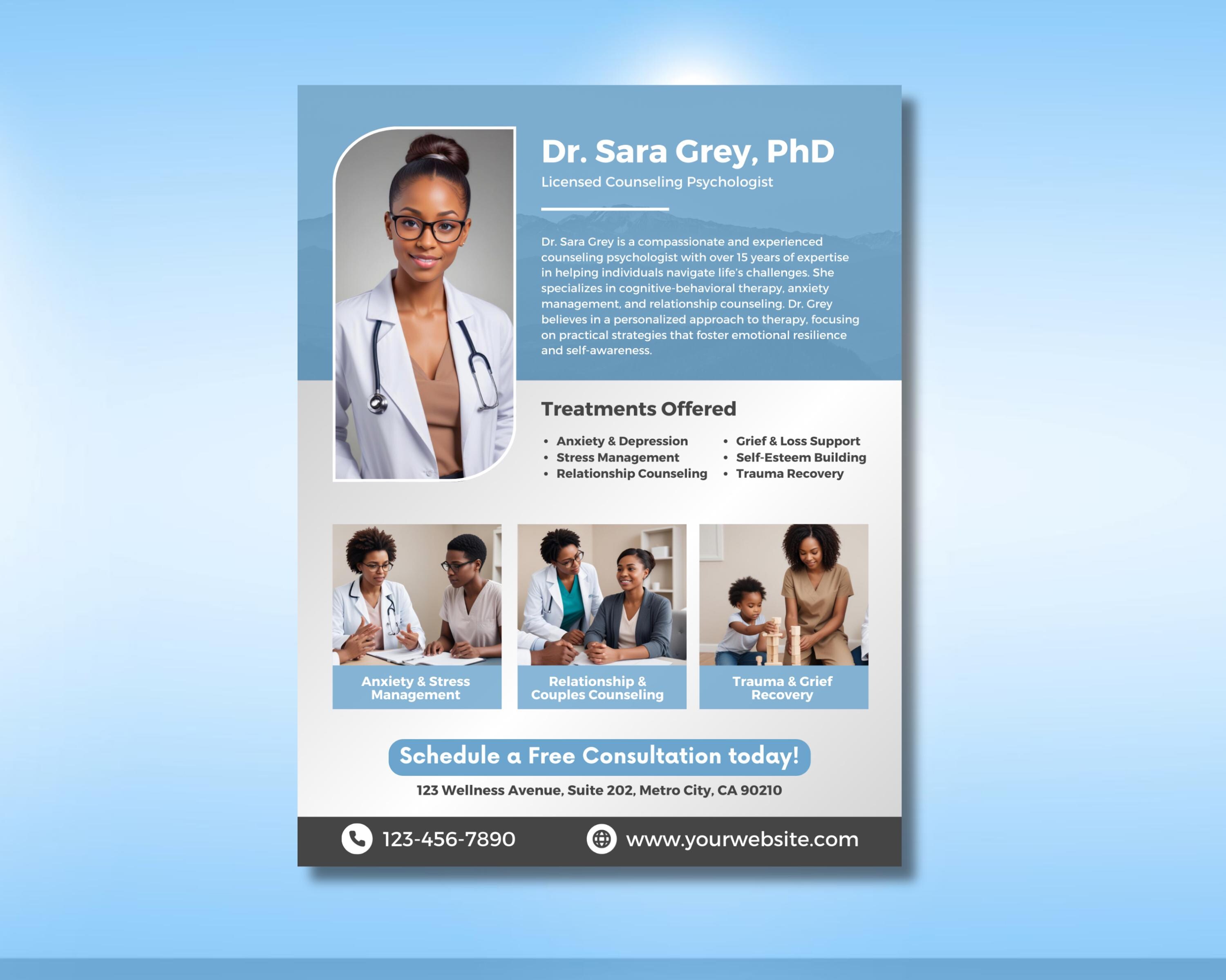 Counseling Flyer, DIY Flyer Template Design, Therapy Flyer ...