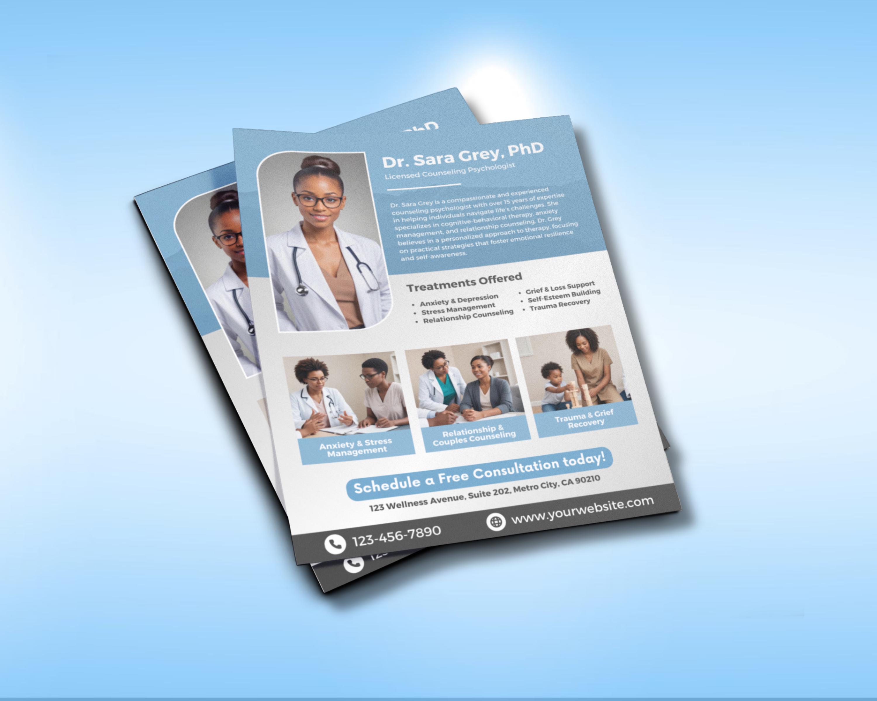 Counseling Flyer, DIY Flyer Template Design, Therapy Flyer ...