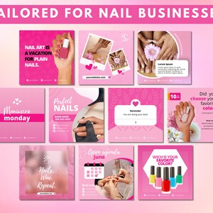 Nails Social Media Post Template Bundle, DIY Flyer Design, Press on ...