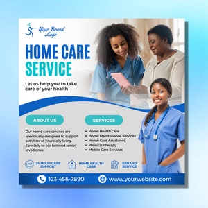 Home Care Service Flyer, DIY Flyer Template Design, Home Health Care ...