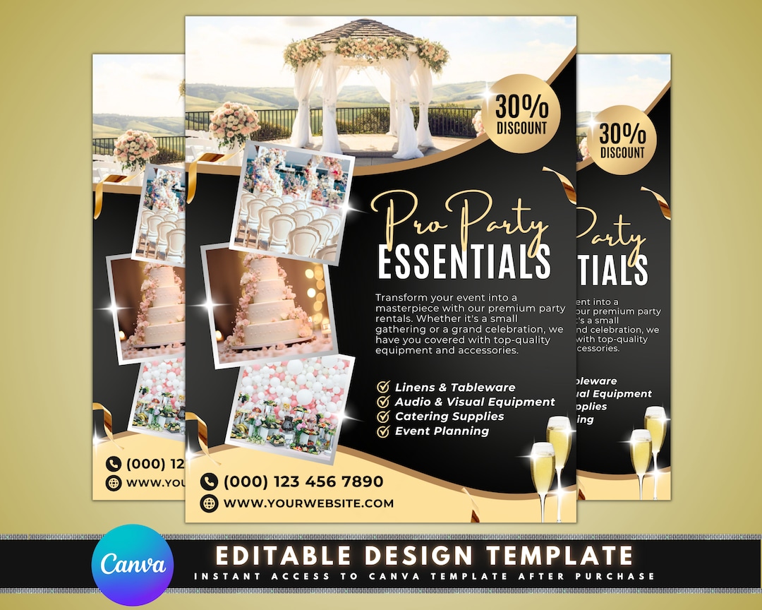 Party Essentials Rental Flyer, DIY Flyer Template Design, Event ...