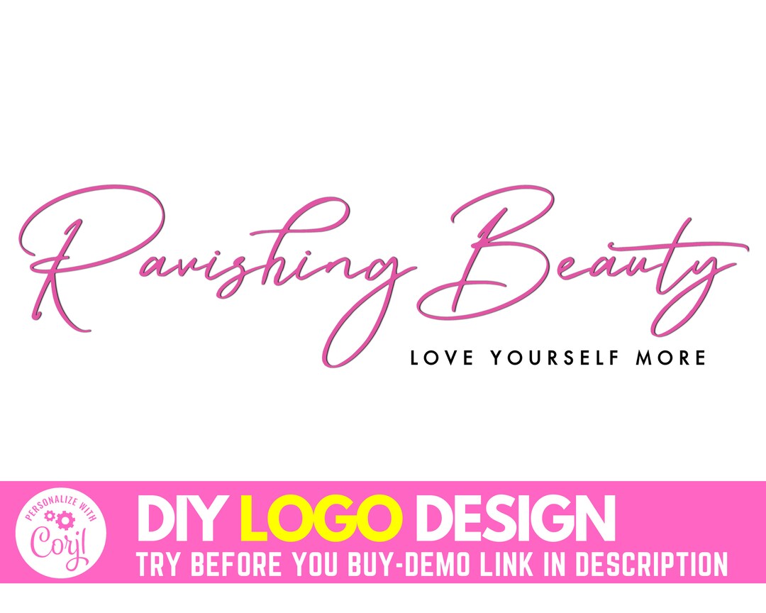 DIY Signature Logo, Edit Yourself Beauty Logo Design, Pink Script ...