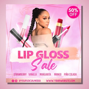 Lip Gloss Flyer, DIY Flyer Template Design, Lipgloss Flyer, Makeup ...