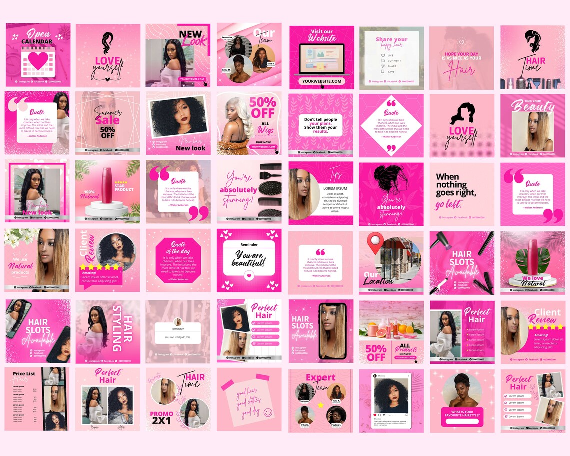 Hair Content Post Templates, DIY Flyer Design, Social Media Engagement ...