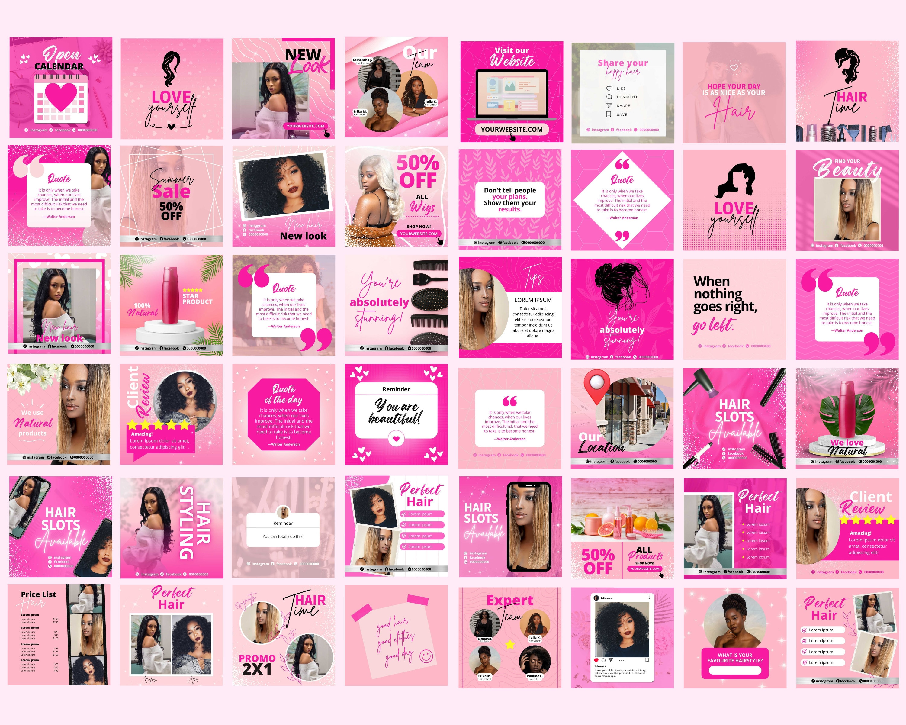 Hair Content Post Templates, DIY Flyer Design, Social Media Engagement ...