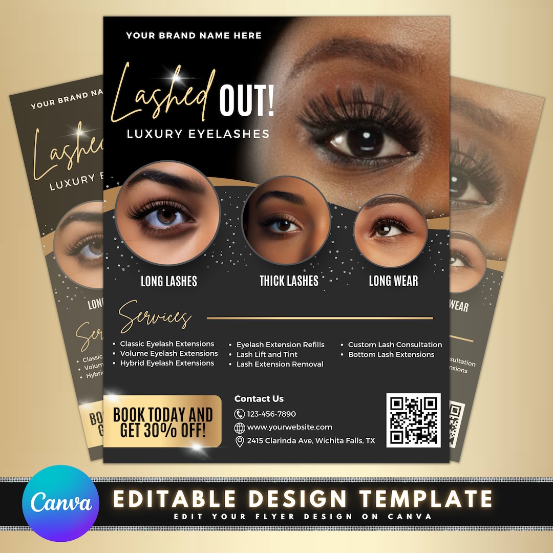 Lash Services Flyer, DIY Flyer Template Design, Lash Deals Flyer, Lash ...
