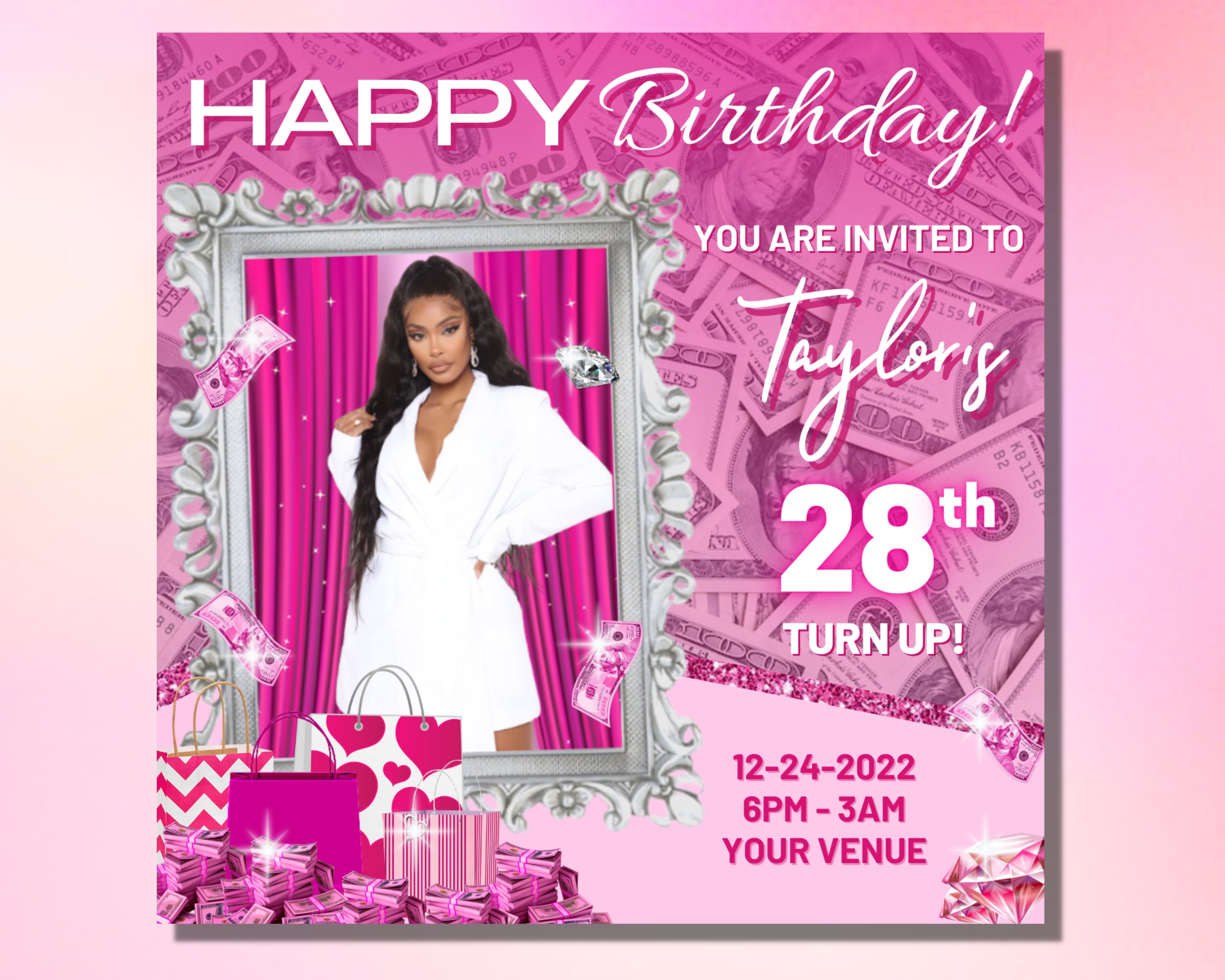 Birthday Flyer DIY Flyer Template Design Birthday Invitation - Etsy