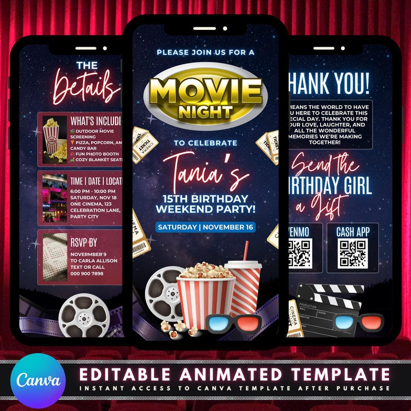 Outdoor Movie Invite - Etsy