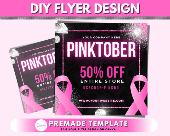 Pinktober Sale Flyer DIY Flyer Design Template Breast Cancer - Etsy