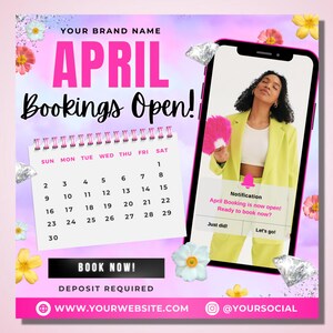 April Booking Flyer, DIY Flyer Template Design, Book Now Flyer ...