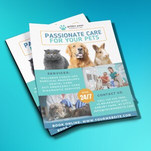 Veterinary Clinic Flyer, DIY Flyer Template Design, Veterinarian Flyer ...