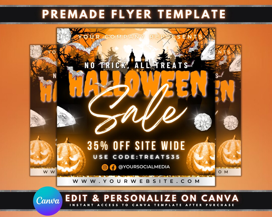 Halloween Sale Flyer, DIY Flyer Design Template, Orange Fall Deals ...