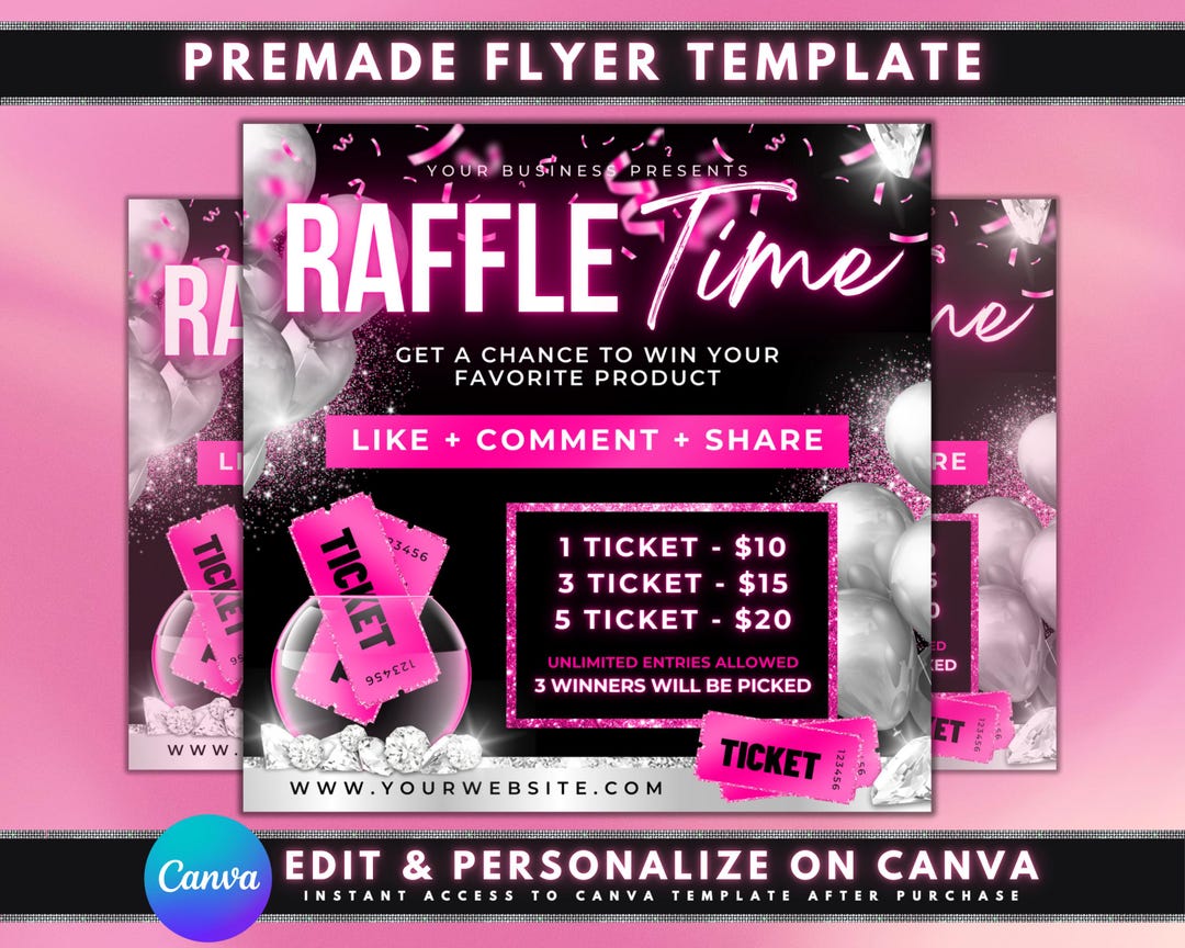 Raffle Flyer, DIY Flyer Design Template, Giveaway Flyer, Raffle Ticket ...