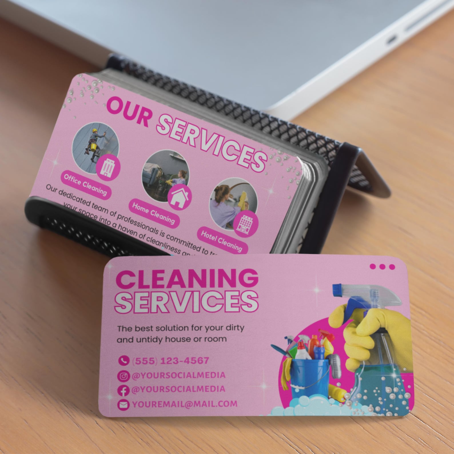 Cleaning Services Business Cards, DIY Canva Template Design ...