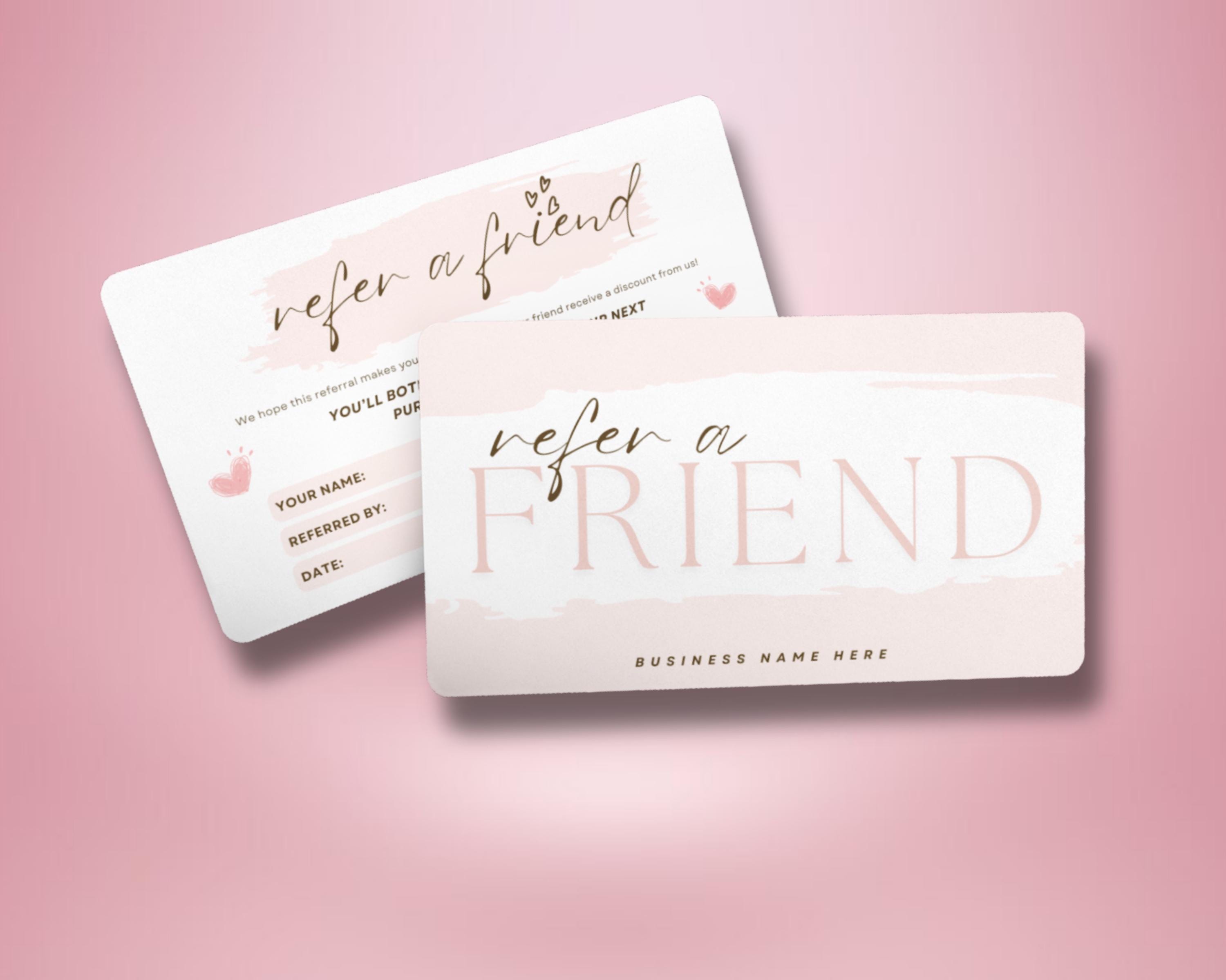 Refer A Friend Business Card, DIY Canva Business Card Template Design ...