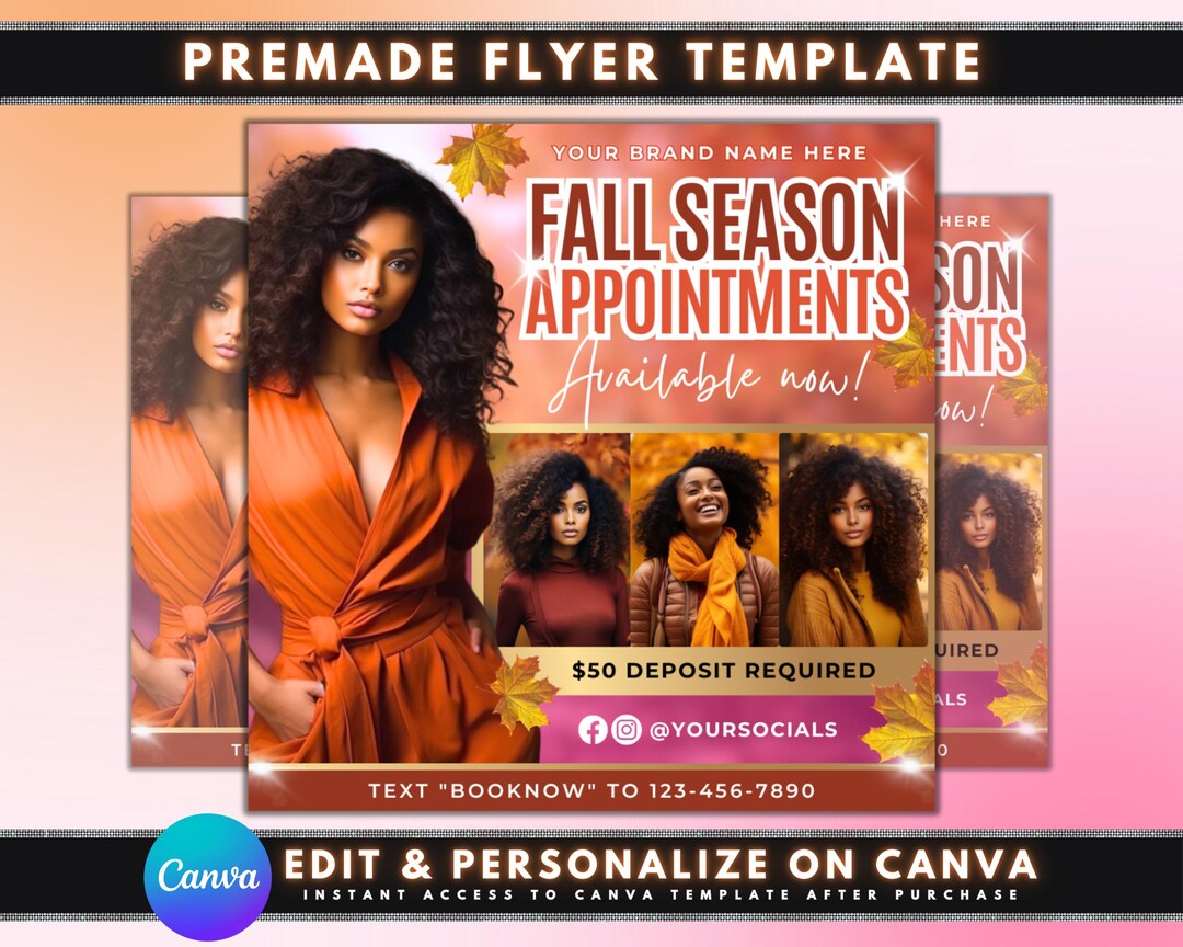 Fall Season Booking Flyer, DIY Flyer Template Design, Fall Appointment ...