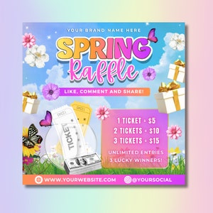 Spring Season Raffle Flyer, DIY Flyer Template Design, Spring Giveaway ...