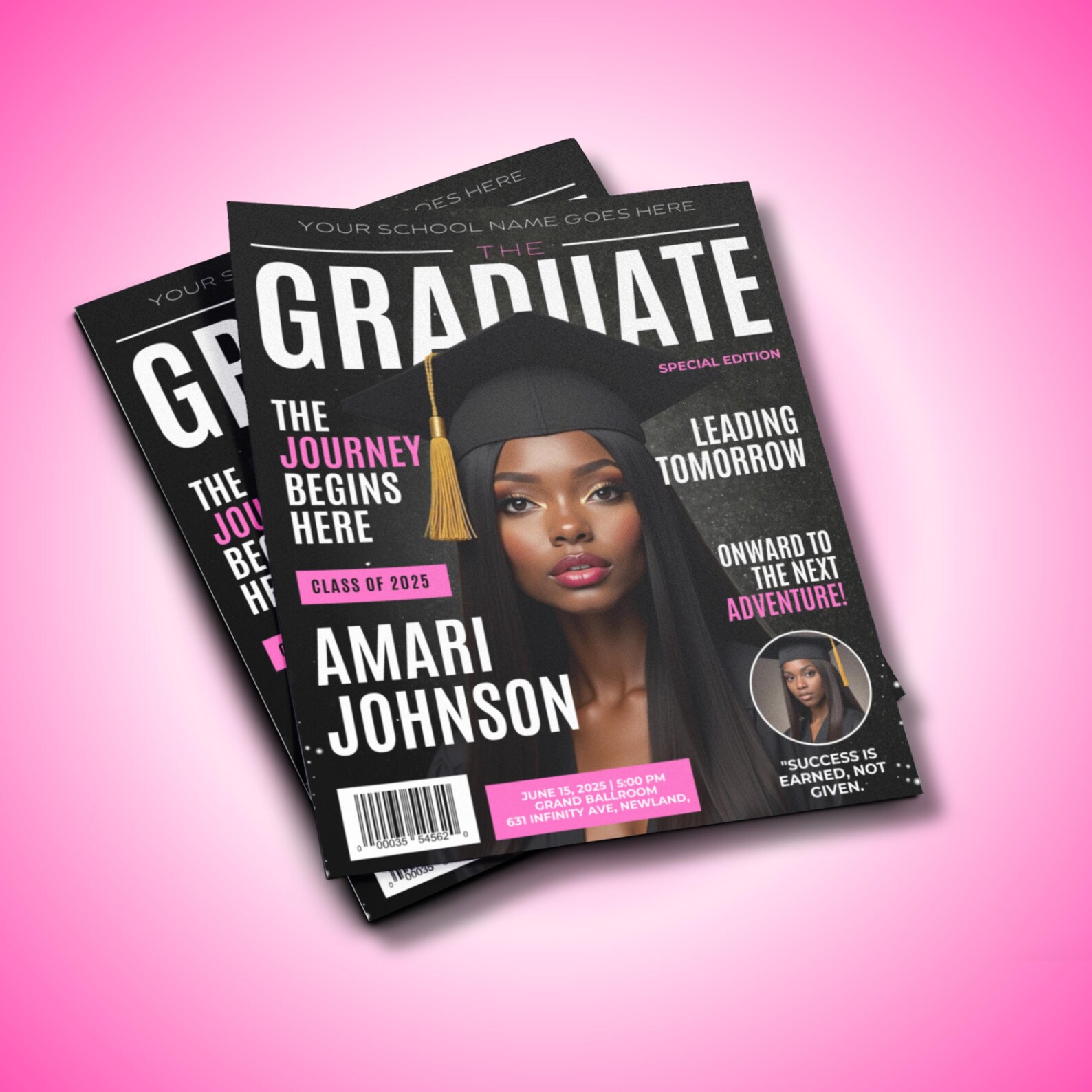 Magazine Cover Graduation Invite, DIY Flyer Template Design, Graduation ...