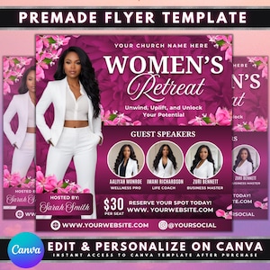 Women's Retreat Flyer, DIY Flyer Template Designs, Women's Meeting ...
