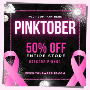 Pinktober Sale Flyer, DIY Flyer Design Template, Breast Cancer ...