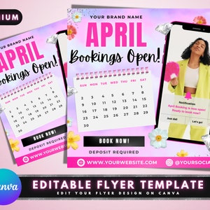 April Booking Flyer, DIY Flyer Template Design, Book Now Flyer ...