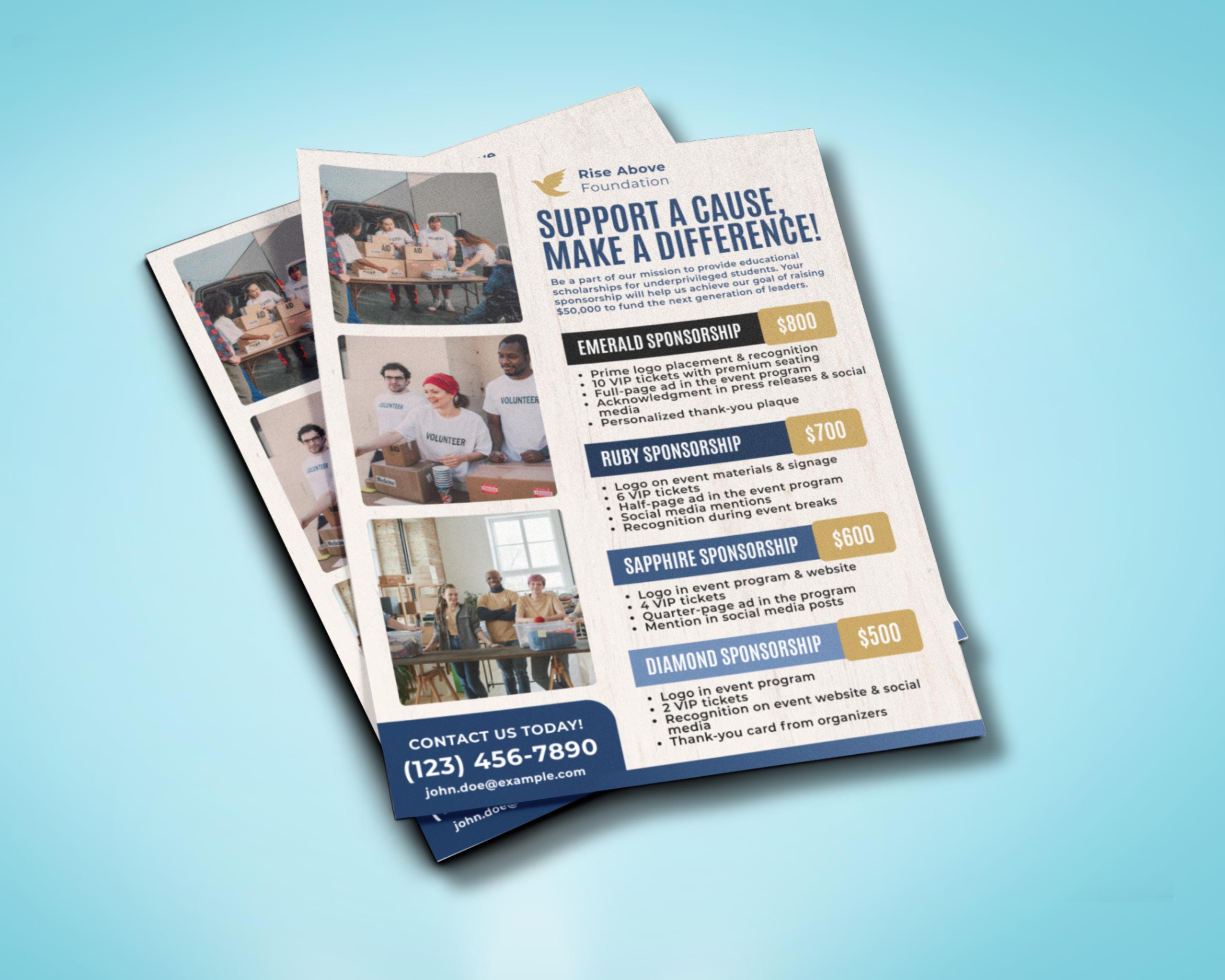 Fundraising Flyer, DIY Flyer Template Design, Charity Event Sponsor ...