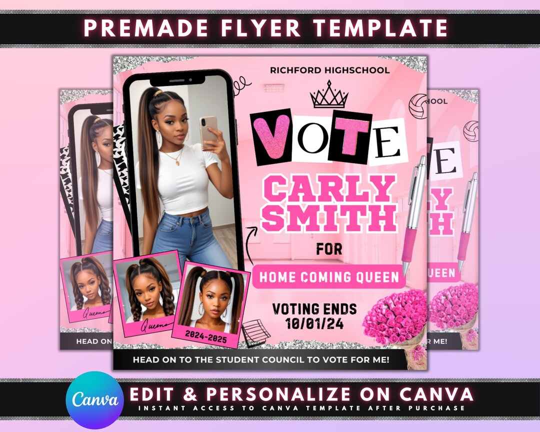 Homecoming Flyer, DIY Flyer Template Design, Vote Homecoming Queen ...