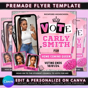 Homecoming Flyer, DIY Flyer Template Design, Vote Homecoming Queen ...