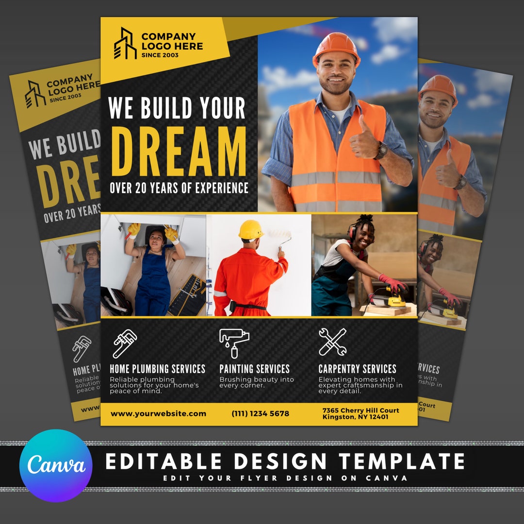 Construction Service Flyer, DIY Flyer Template Design, Home Improvement ...