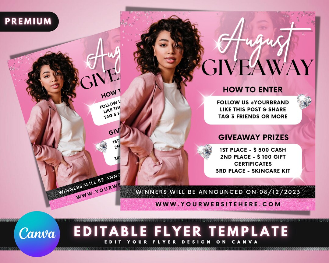 August Giveaway Flyer, DIY Flyer Template Design, August Lash Contest ...