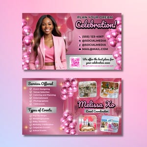 Event Coordinator Business Cards, DIY Card Template Design, Event ...