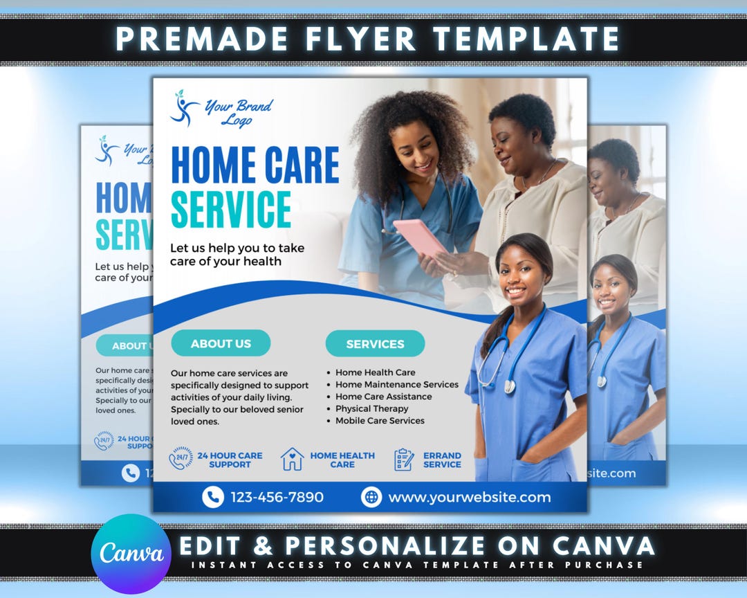 Home Care Service Flyer, DIY Flyer Template Design, Home Health Care ...