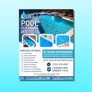 Pool Cleaning Service Flyer, DIY Flyer Template Design, Swimming Pool ...