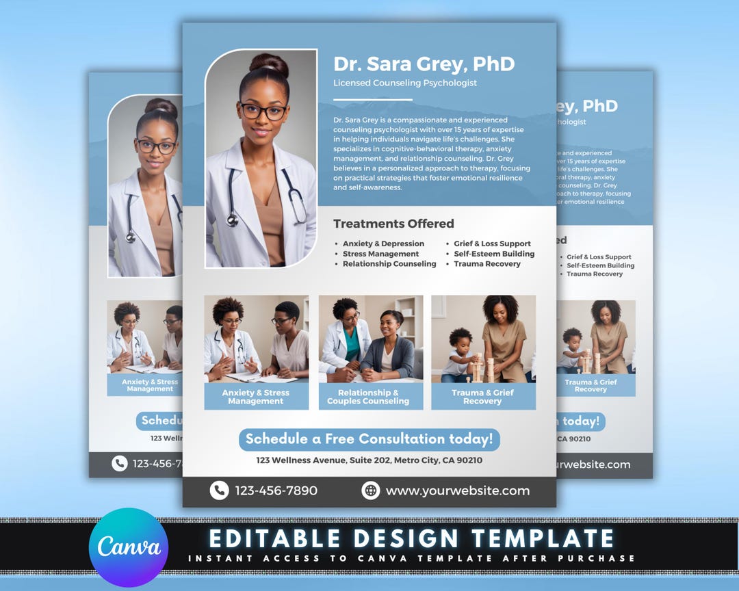 Counseling Flyer, DIY Flyer Template Design, Therapy Flyer ...